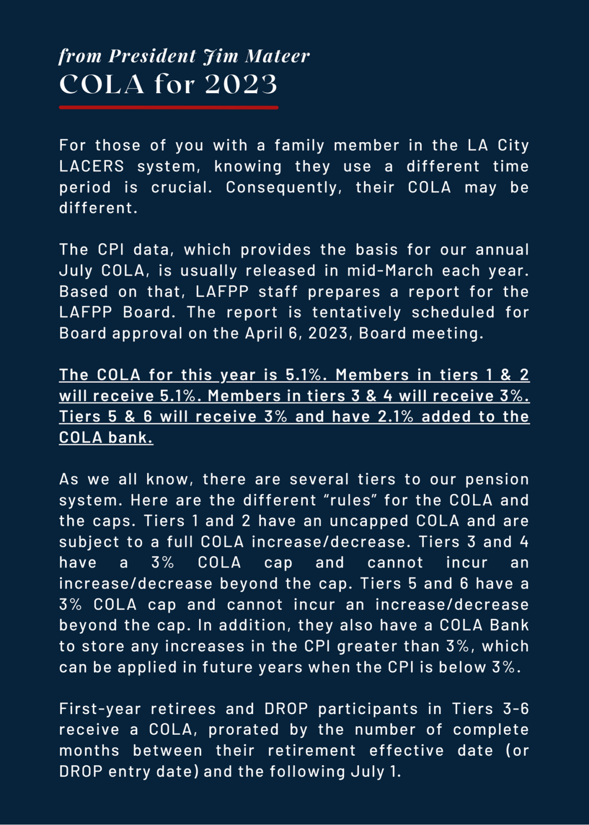 2023 COLA Update – LARFPA