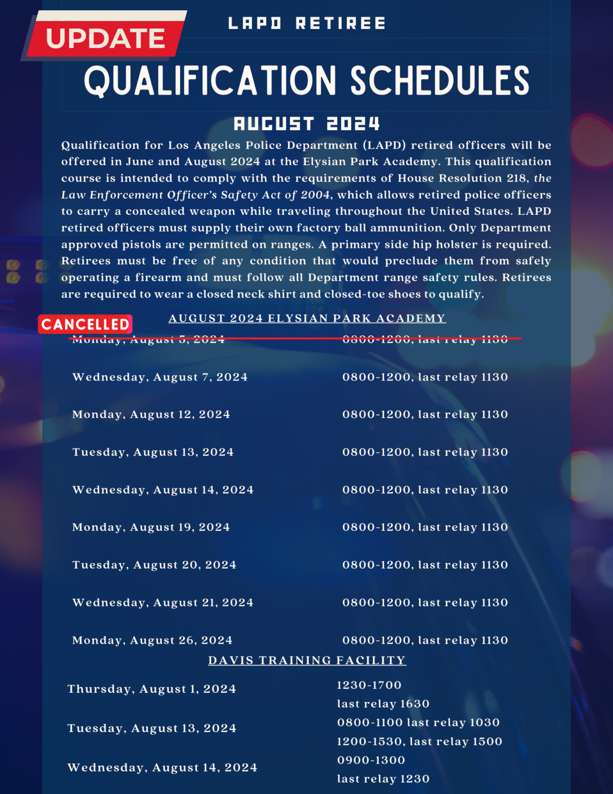 Updated August 2024 Qualification Schedules – LARFPA