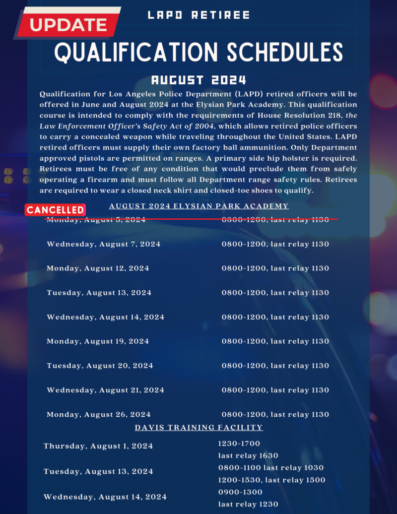 Updated August 2024 Qualification Schedules – LARFPA